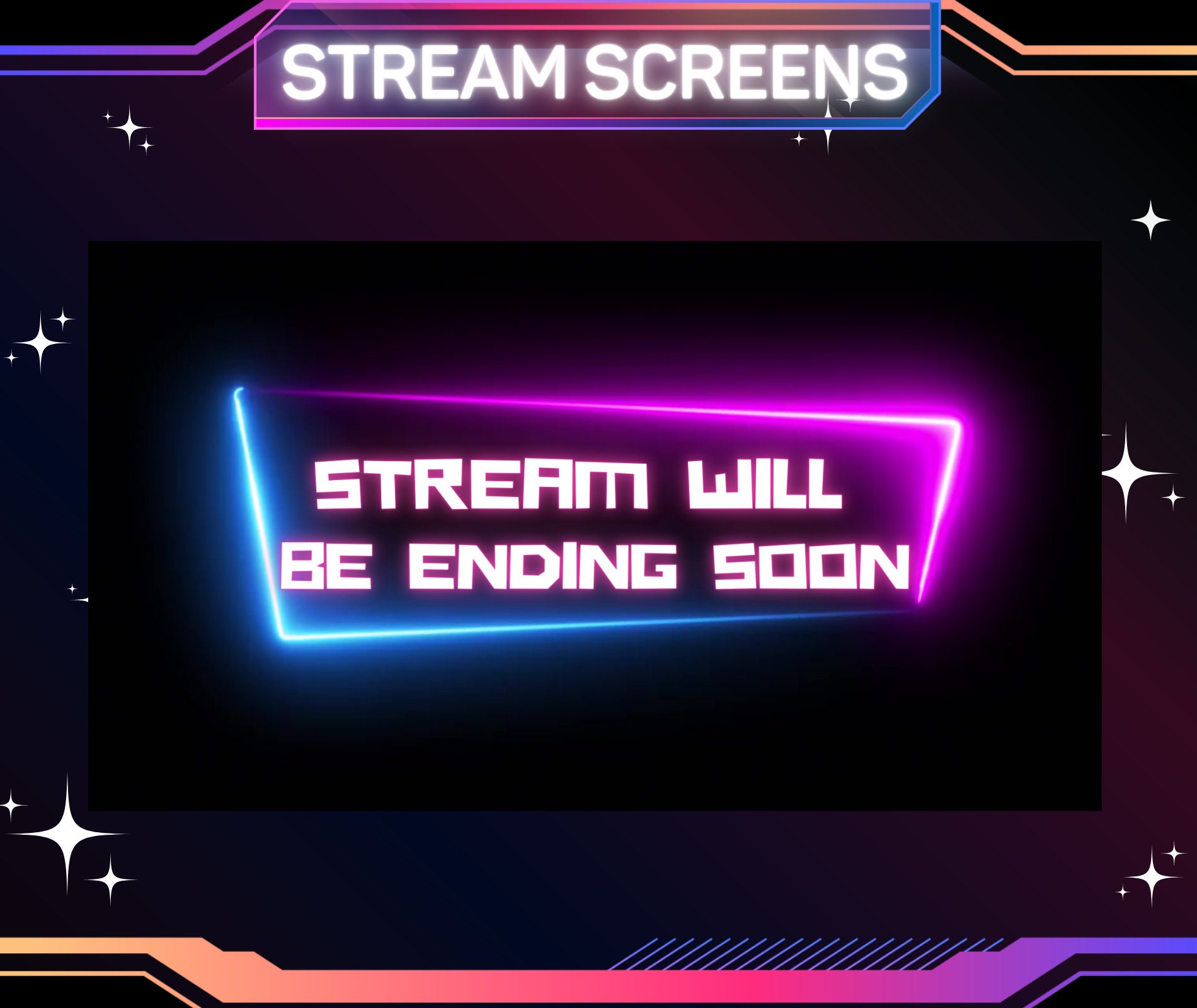 5 X ANIMATED Neon Stream Screens Animated Starting Soon Be Right Back ...