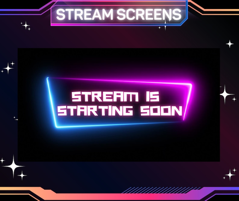 5 X ANIMATED Neon Stream Screens Animated Starting Soon Be Right Back Stream Offline Stream ...