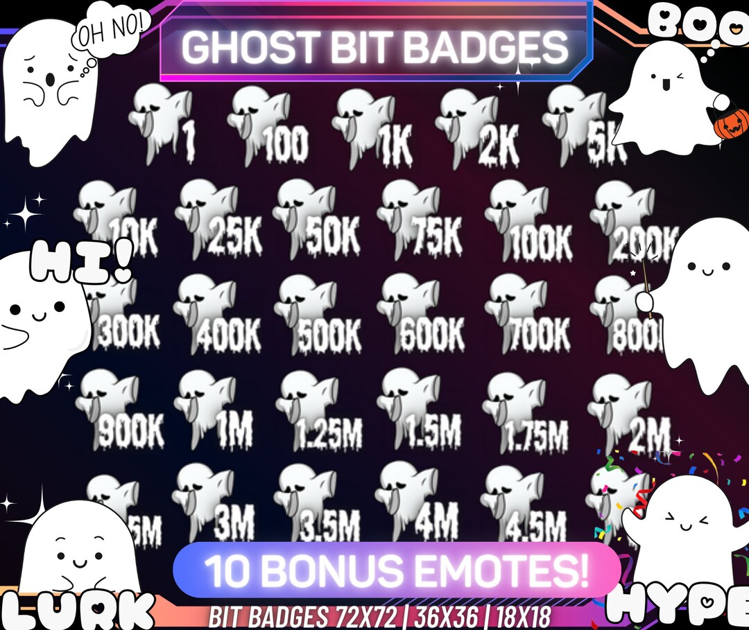 29 X Cute Ghost Twitch Bit Badges, Twitch Bit Badges, Ghost Twitch Bit ...