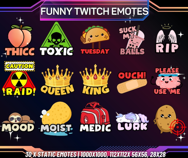 30 Funny Twitch Emotes | Meme & Rude Emotes (instant Download) - Etsy