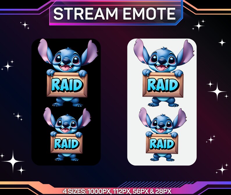 1 Twitch Emote, Stitch Emote, Stitch Raid Emote, Cute Raid Stitch Emote ...