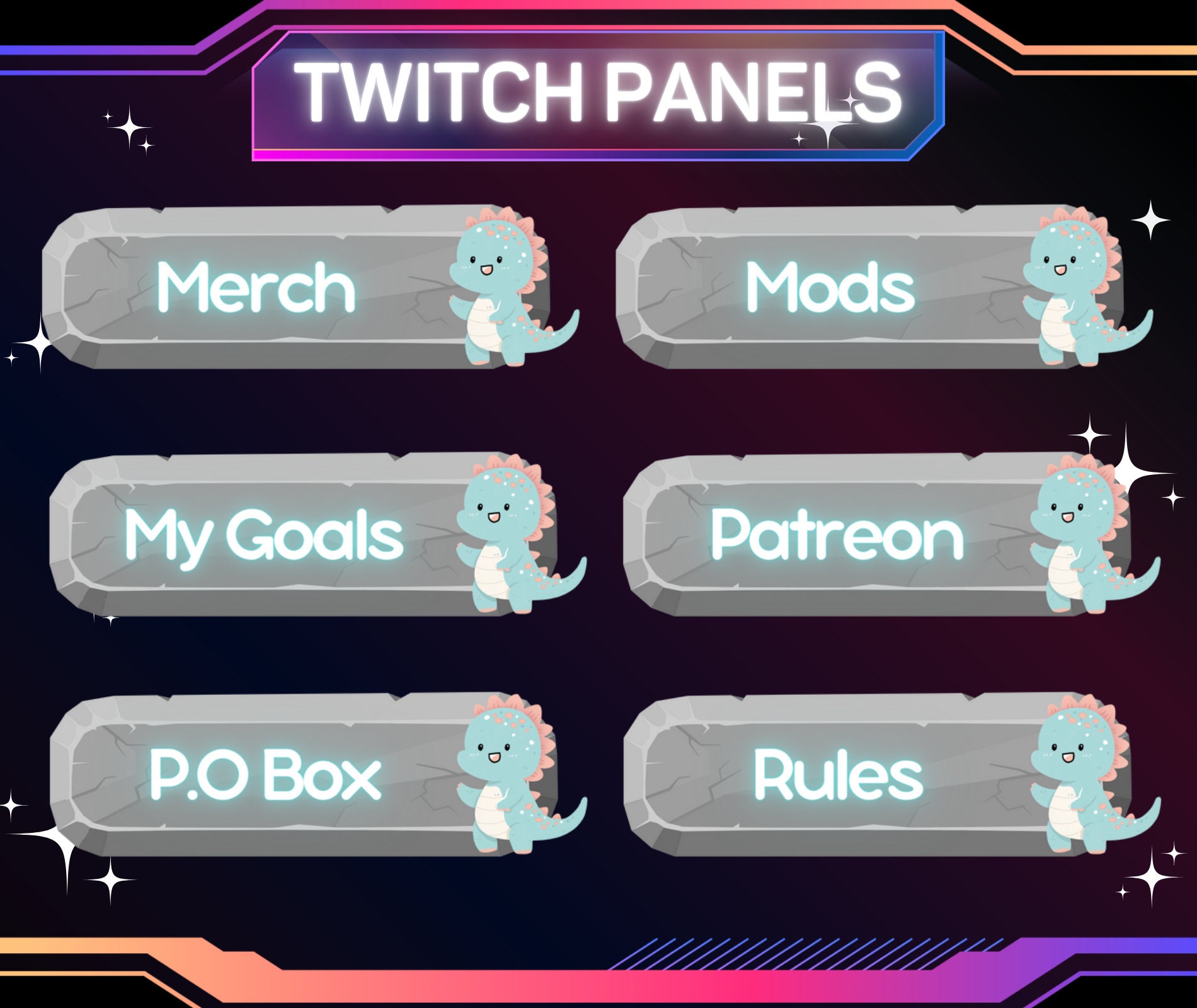 30 X Cute Dinosaur Twitch Panels | Streaming Panels | Twitch | Kick ...