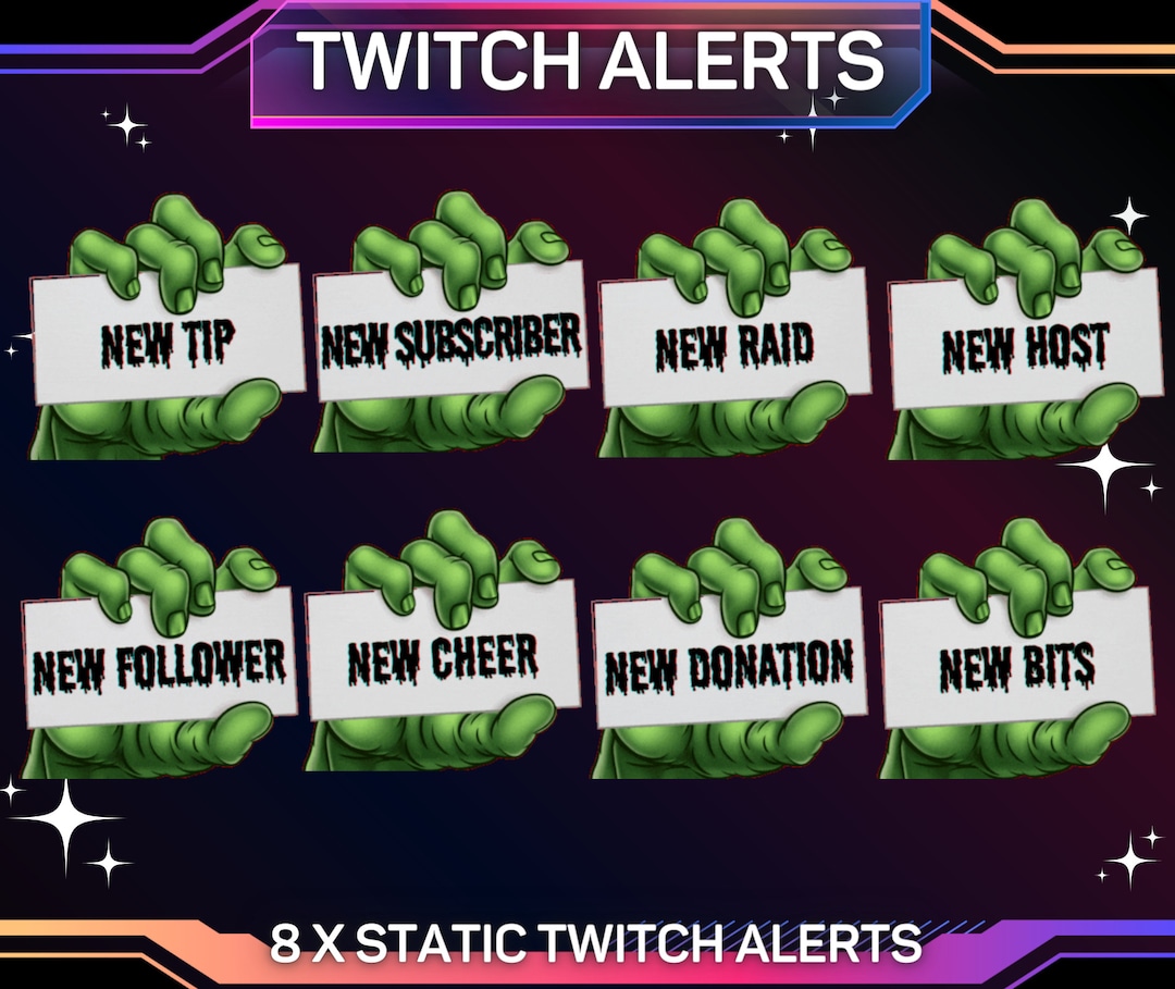 8 X Green Hand Animated Twitch Alerts | Twitch Alerts Pack | Cute ...