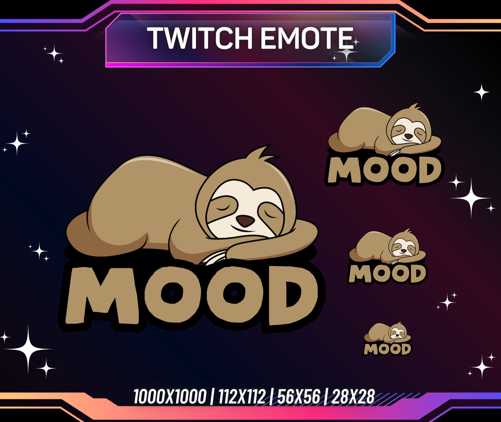 1 Twitch Emote | Sloth Mood Twitch Emote | Sloth Emote | Funny Emote ...