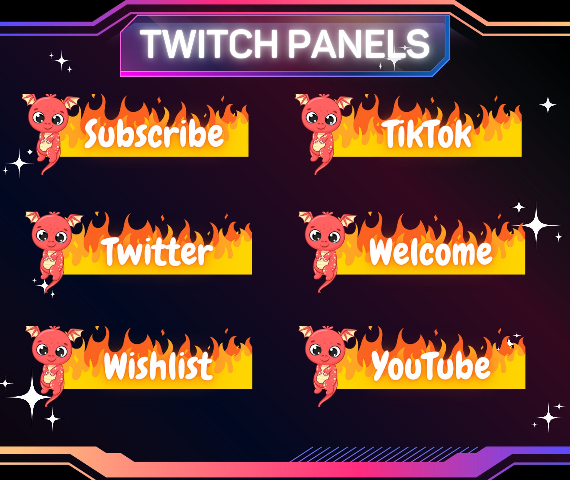 30 X Cute Dragontwitch Panels Stream Panels Twitch Panels Ready to Use ...