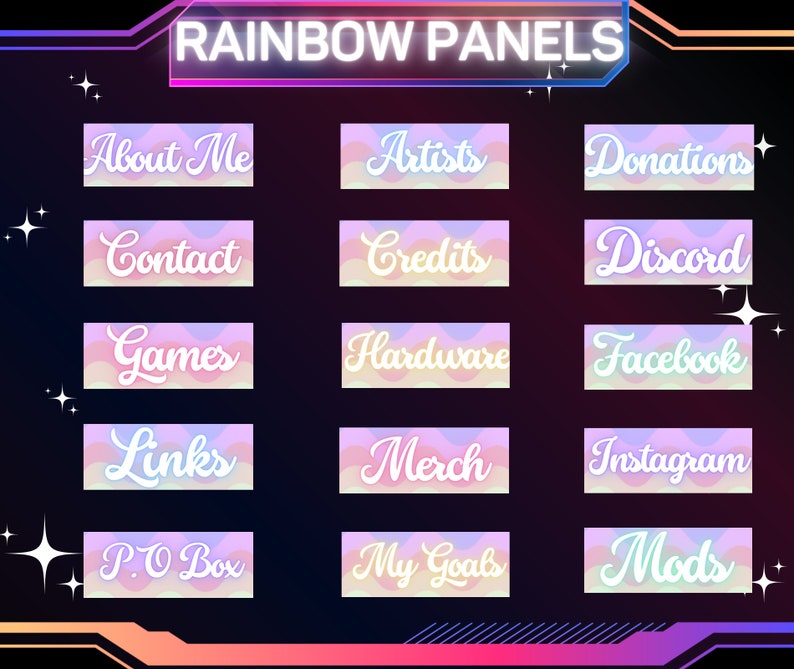 30 X Rainbow Peace Twitch Panels Streaming Panels Twitch Kick Youtube ...