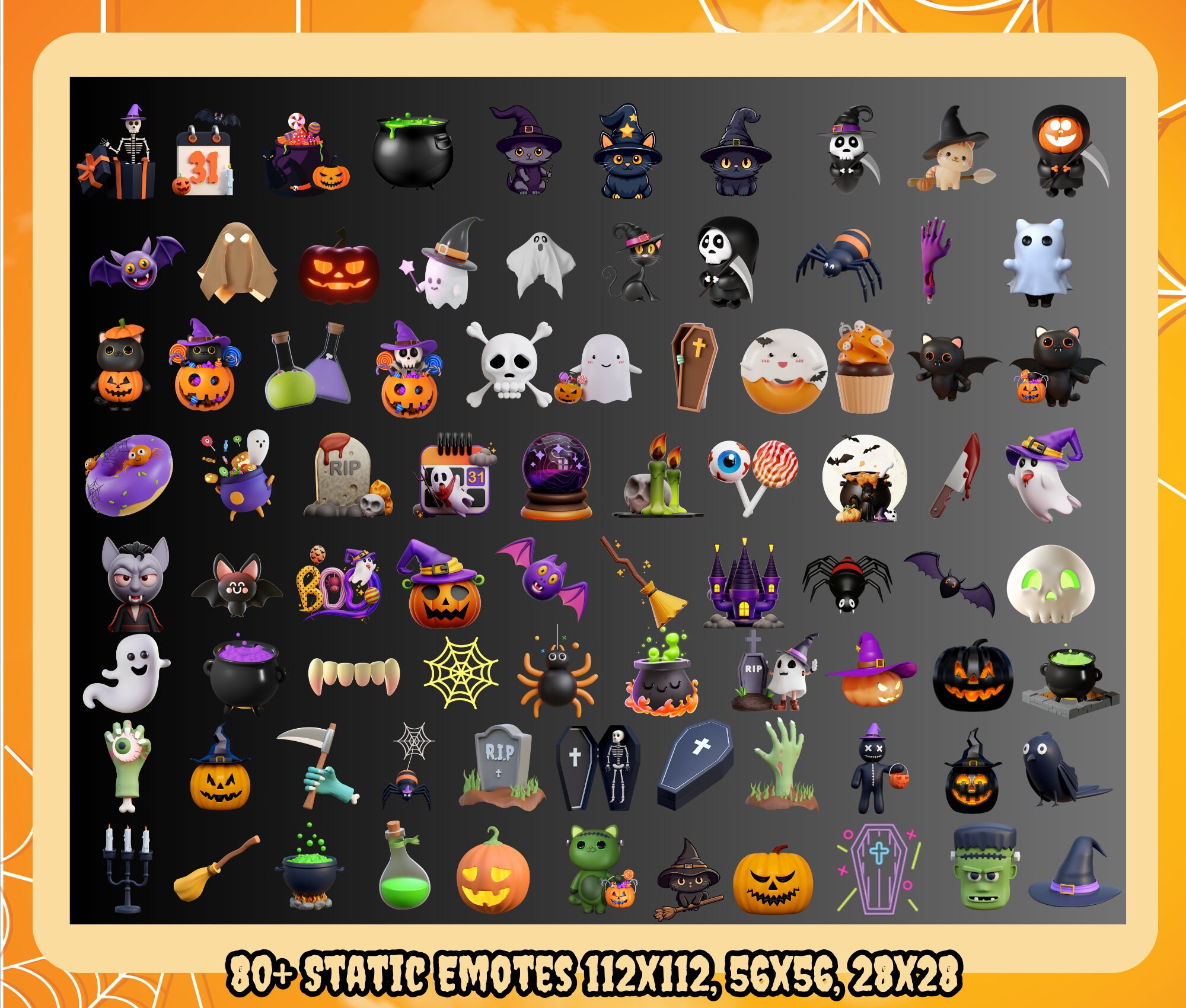 80+ Halloween Stream Emotes Pack, Twitch, Discord, Kick (PNG Files) - Etsy