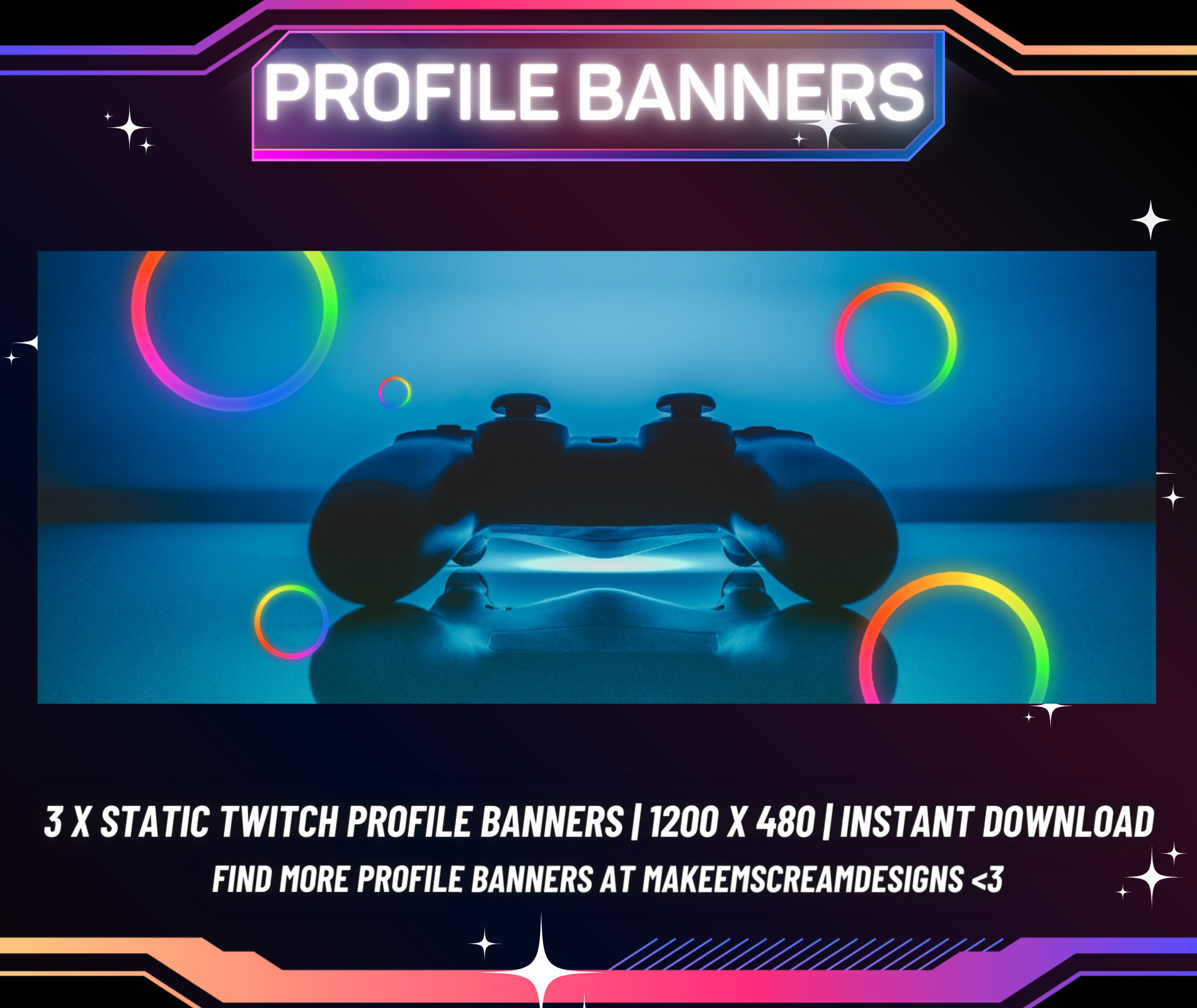 3 X Twitch Profile Banners, Gaming Profile Banners, Gamer Profile ...