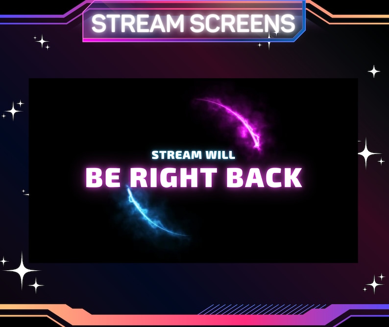 5 X ANIMATED Neon Stream Screens Animated Starting Soon Be Right Back Stream Offline Stream ...