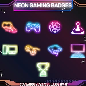 9 X Neon Gaming Twitch Sub Badges | Twitch Tier Badges | Neon Sub ...