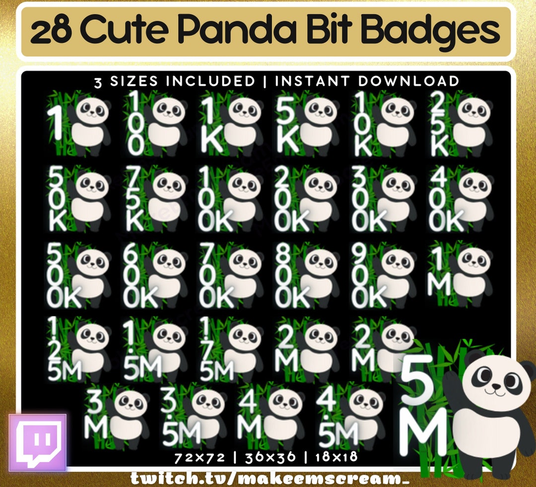 28 X Cute Panda Bit Badges for Twitch Twitch Bit Badges - Etsy