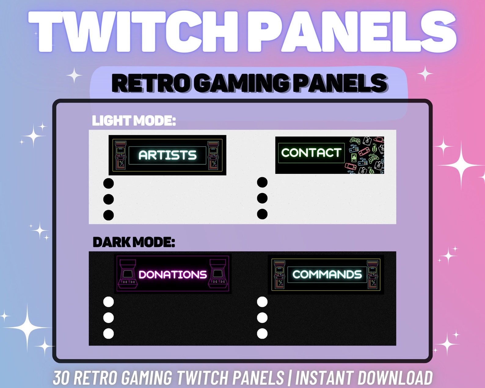30 X Retro Gaming Twitch Panels Streaming Panels Twitch Kick Youtube ...