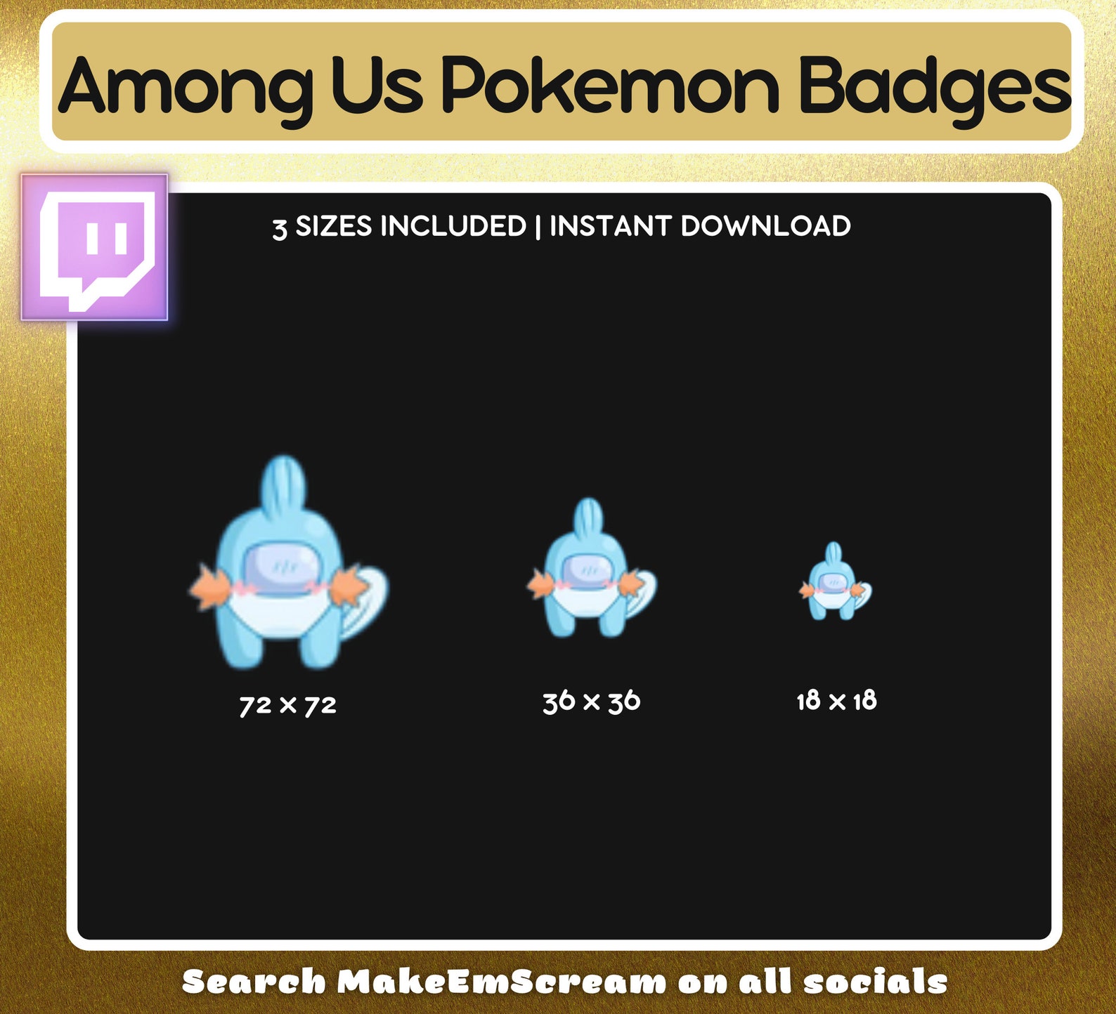 Among Us Pokemon Twitch Sub Badges | Cute Sub Badges | Pokemon Sub ...