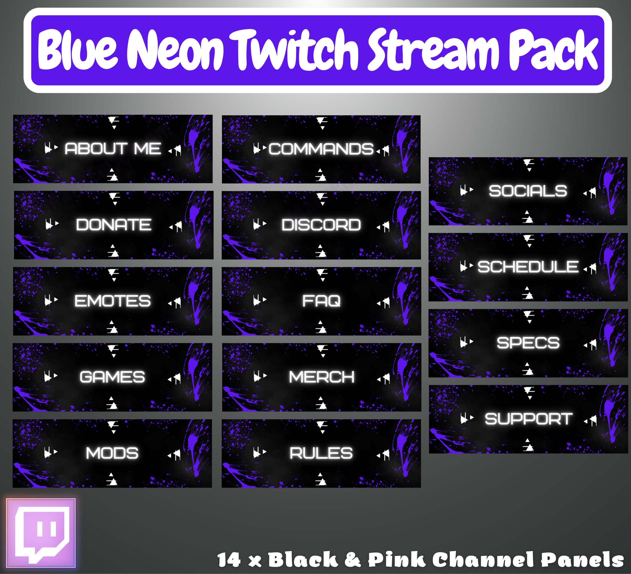 ANIMATED BLUE Neon Twitch Overlay Complete Pack | Twitch Overlays ...