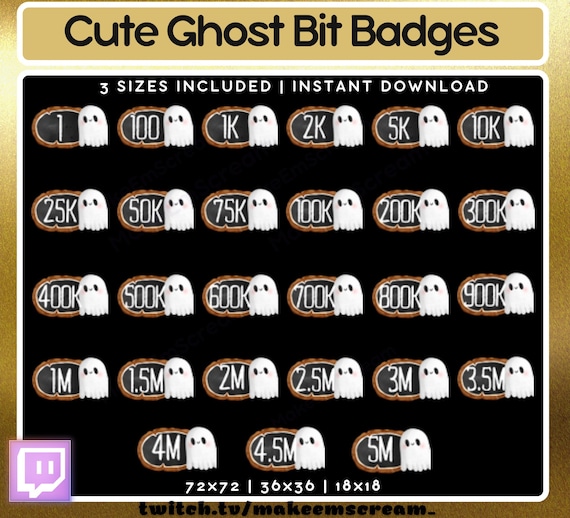 27 X Ghost Twitch Bit Tier Badges Cute Twitch Badges - Etsy