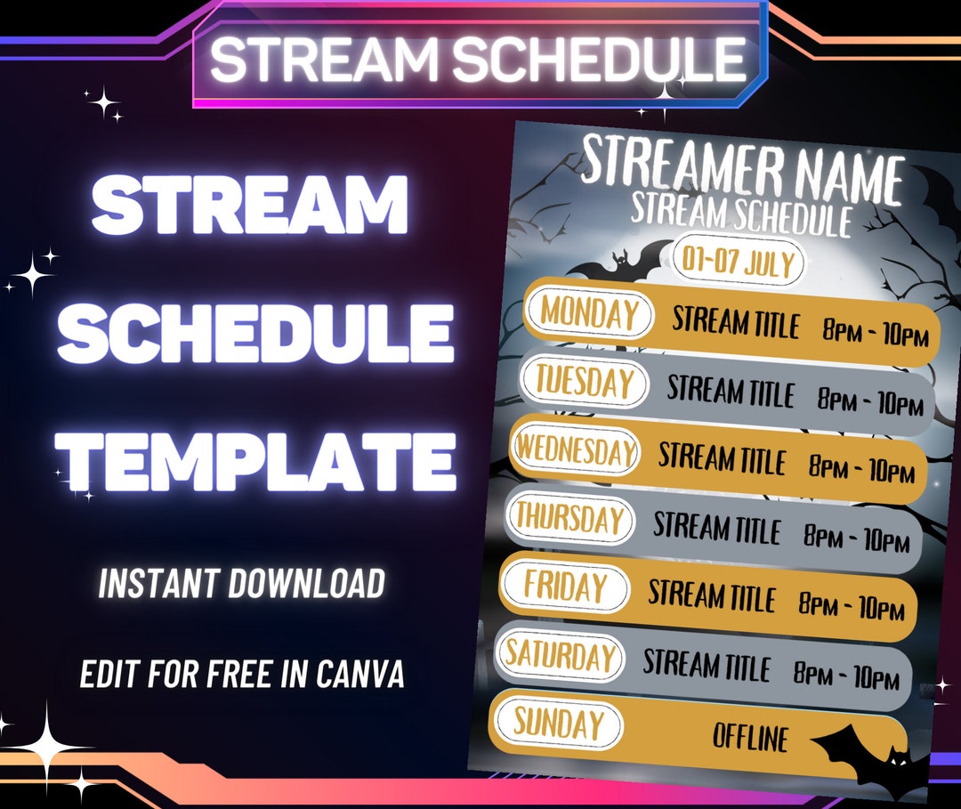 STREAM SCHEDULE Template Halloween Stream Schedule Social Media Stream ...