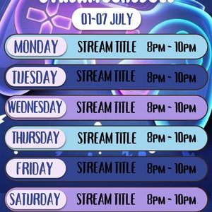 STREAM SCHEDULE Template | Gamer Schedule | Social Media Stream ...