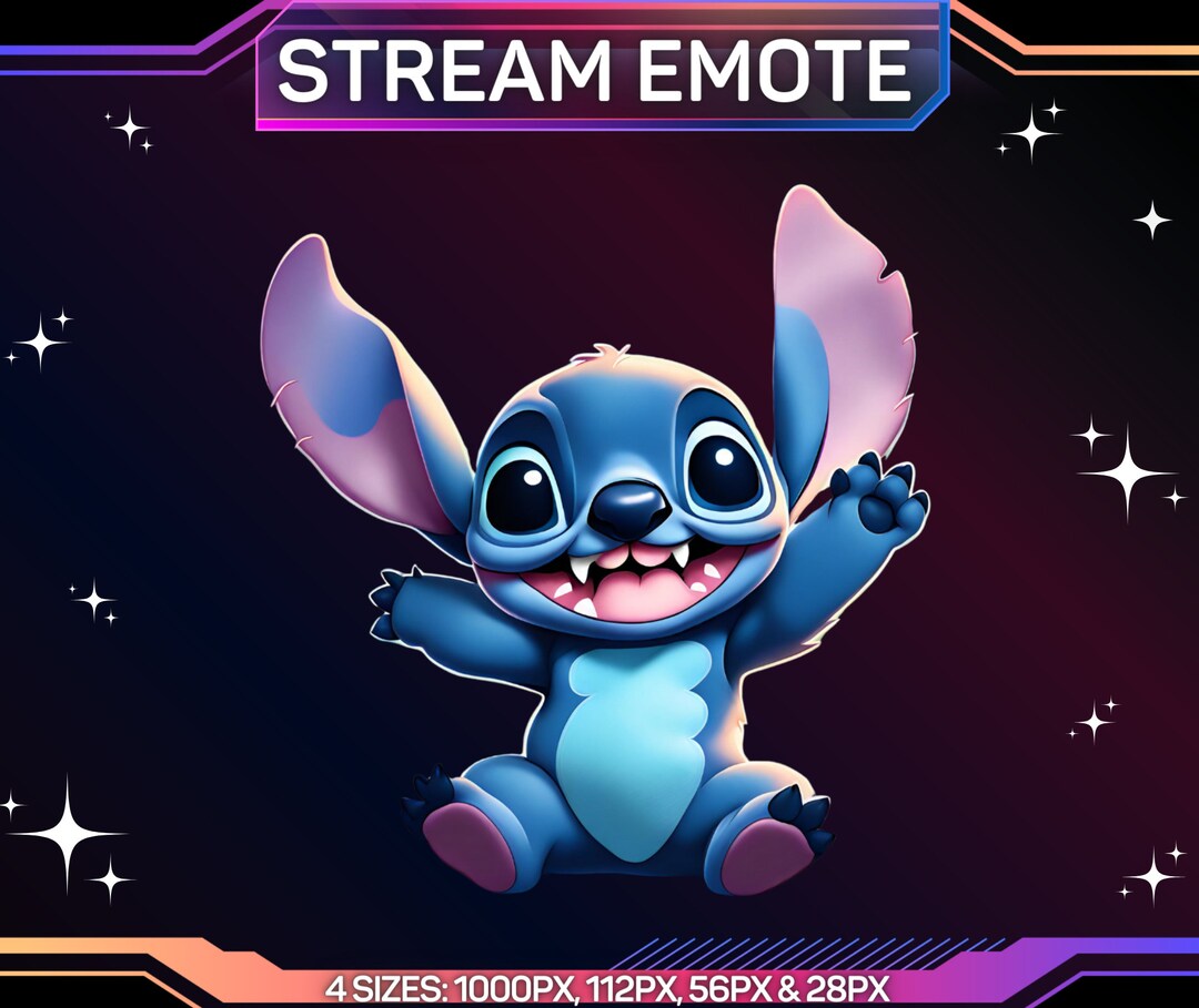 1 Twitch Emote, Stitch Emote, Stitch Waving Emote, Cute Waving Stitch ...