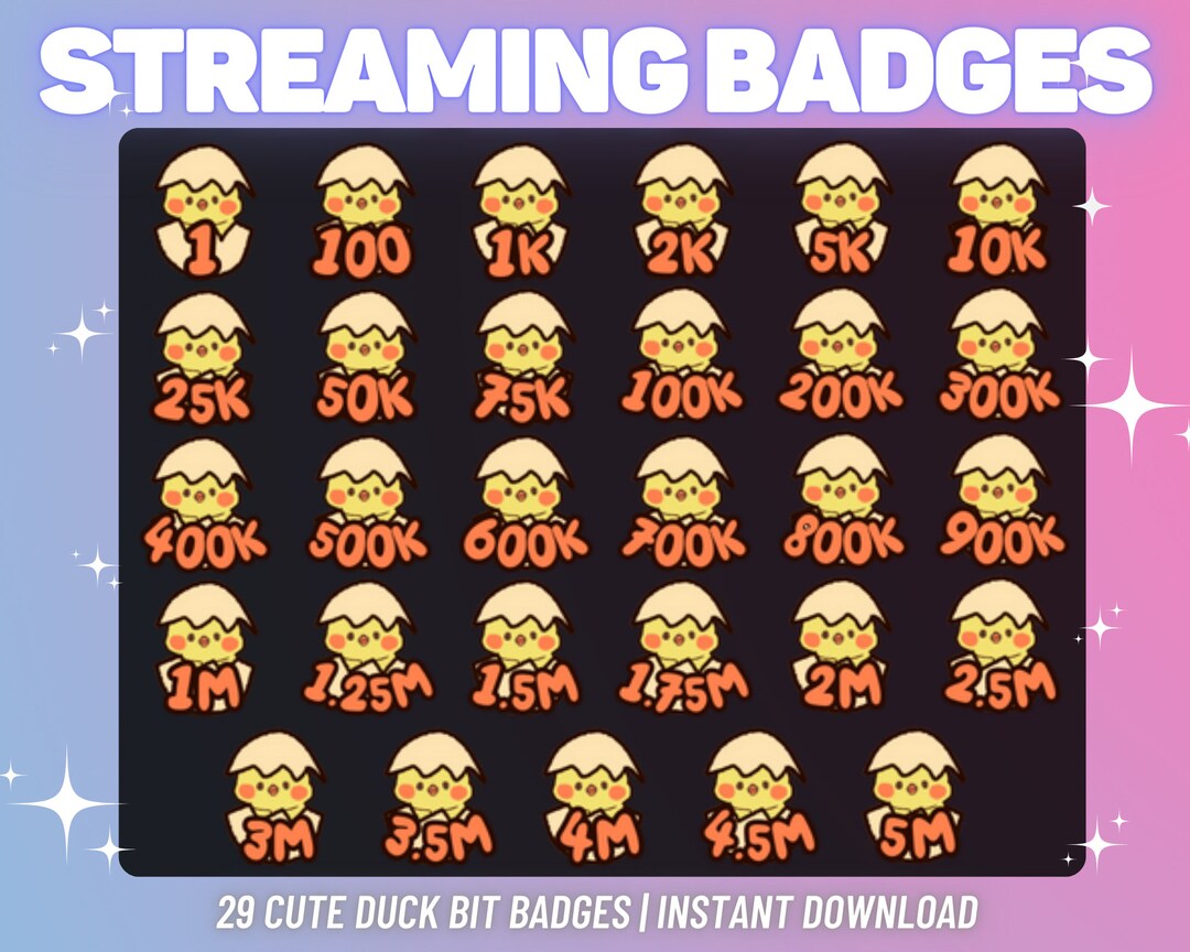 29 X Cute Duck Bit Badges | Complete Twitch Bit Badges Set | Twitch ...