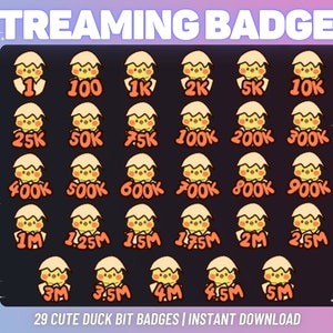29 X Cute Duck Bit Badges | Complete Twitch Bit Badges Set | Twitch ...