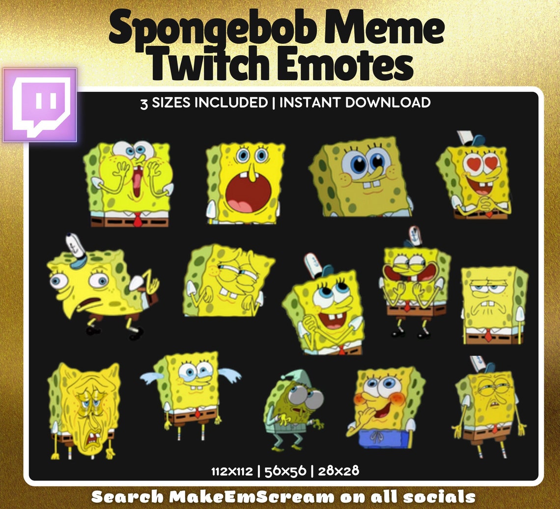 14 Funny Spongebob Meme Twitch & Discord Emotes Funny Twitch - Etsy ...