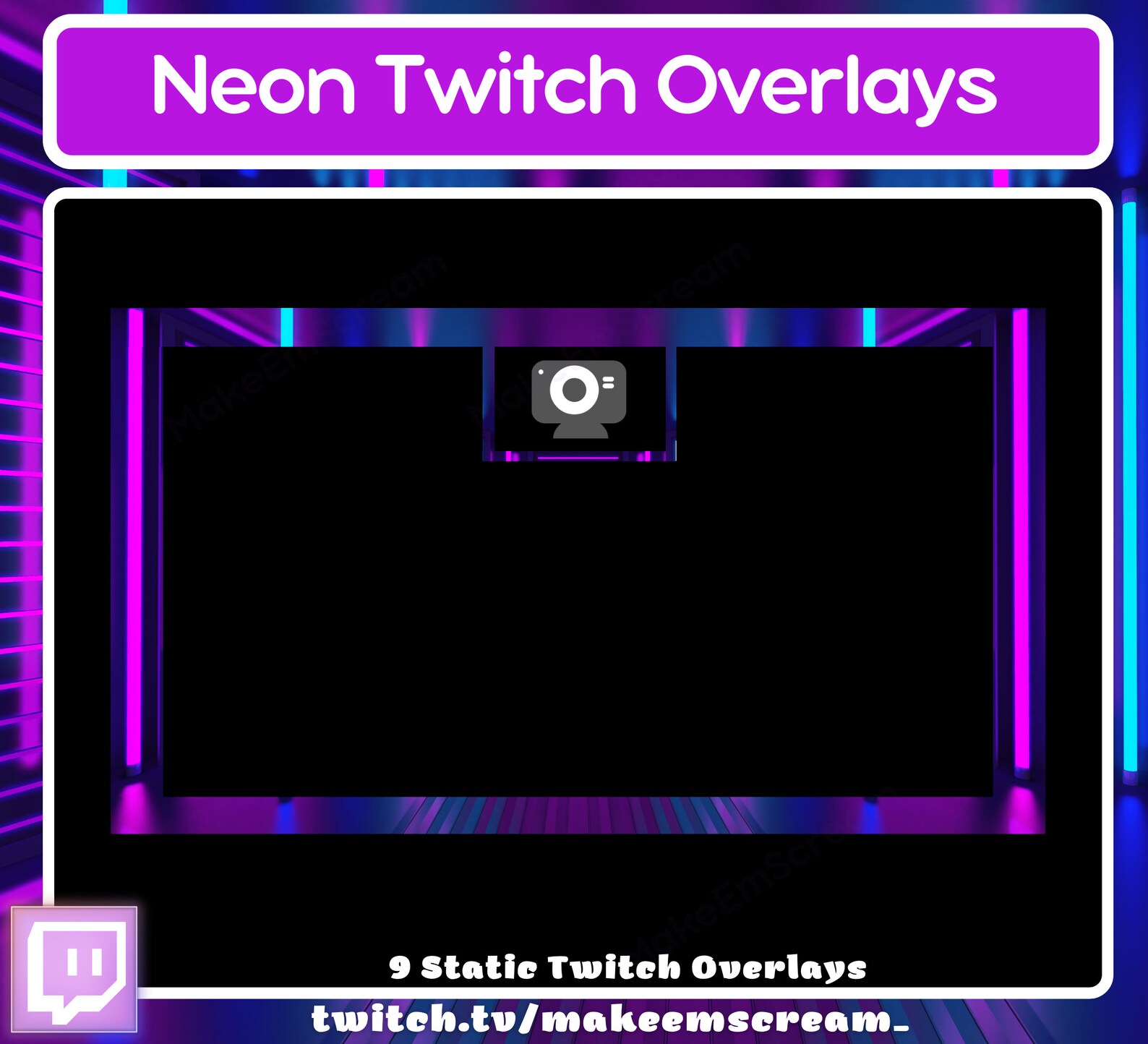 Neon Twitch Overlays | Static Twitch Overlays | Twitch Overlays ...
