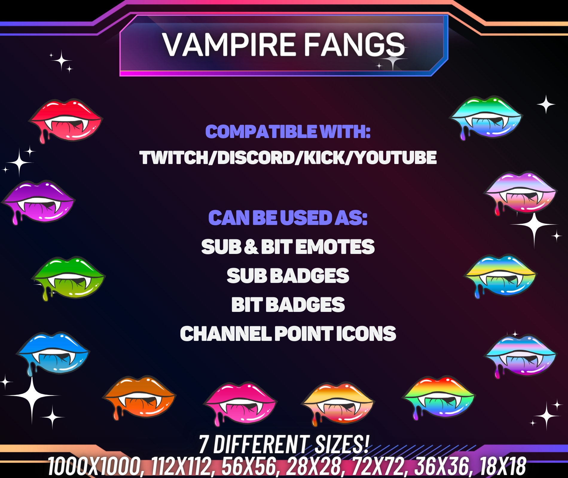 Halloween Twitch Emote Pack, 12 X Vampire Fangs Emotes, Twitch Emotes ...