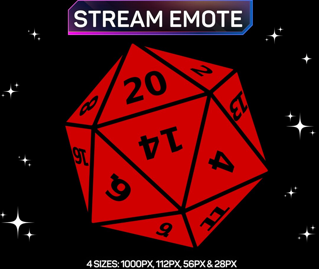 1 Twitch Emote, D20 Dice Emote, Red Dice Emote, Gaming Dice Emote, D&D ...