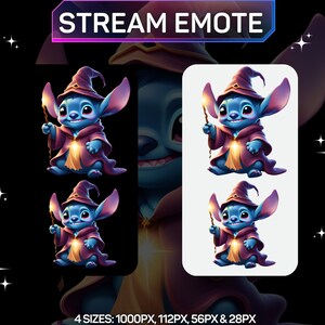 1 Twitch Emote, Stitch Emote, Wizard Dress up Stitch Emote, Cute Stitch ...