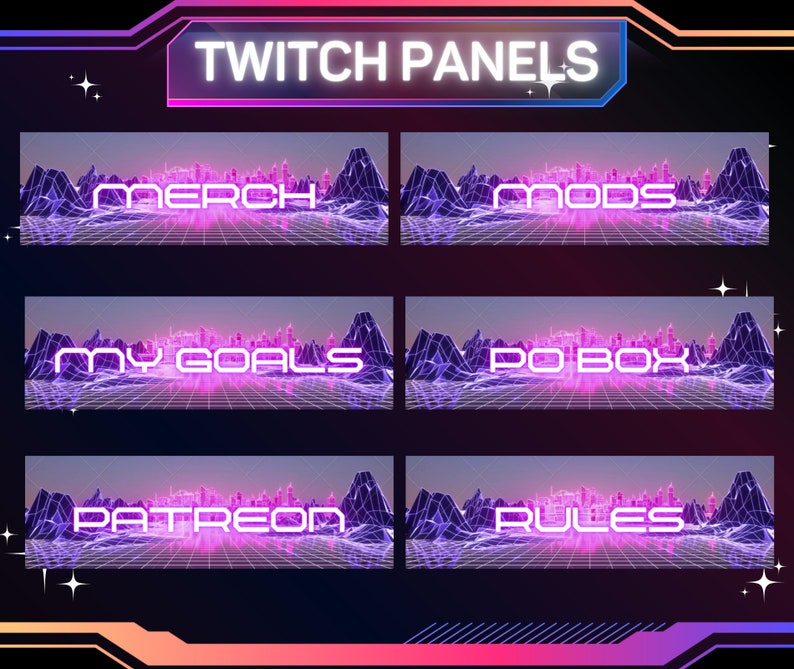 30 X Purple Neon Twitch Panels Twitch About Me Panels - Etsy