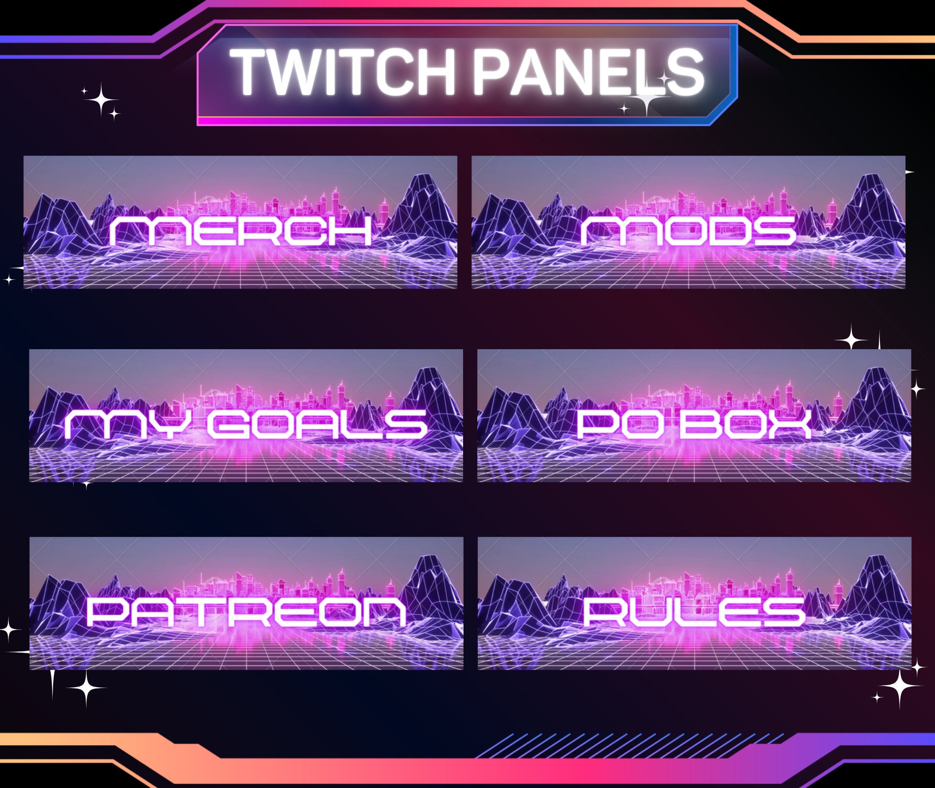 30 X Purple Neon Twitch Panels Twitch About Me Panels - Etsy