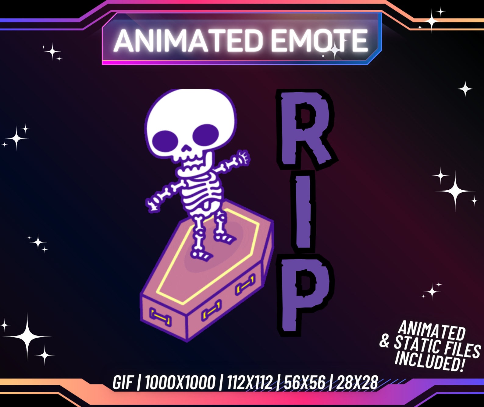 Animated Skeleton Rip Emote, Funny Twitch/discord/kick/youtube Emote ...