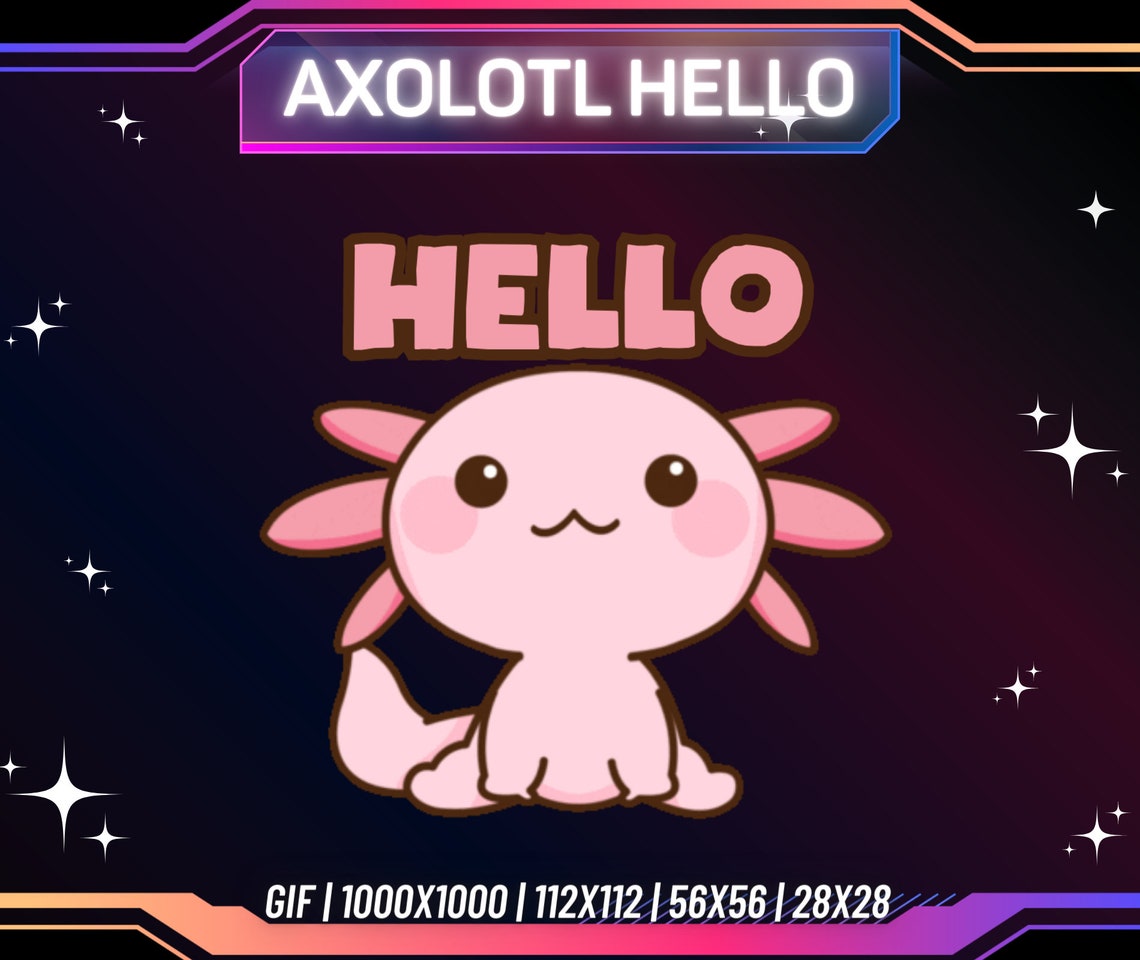 Animated Twitch Emote, Hello Emote, Axolotl Emote, Cute Twitch Emote ...