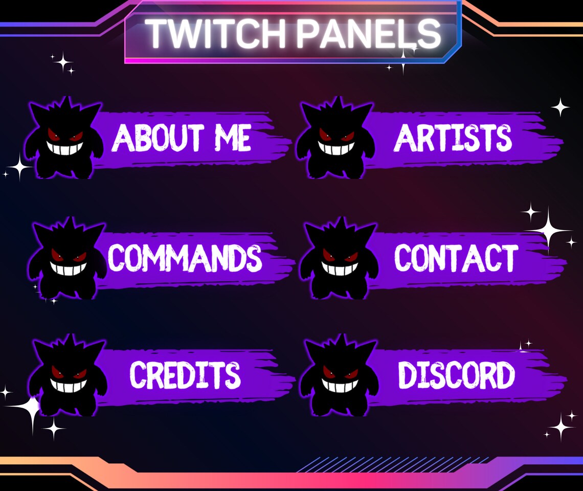 Gengar Twitch Panels, Purple Stream Overlays (instant Download) - Etsy