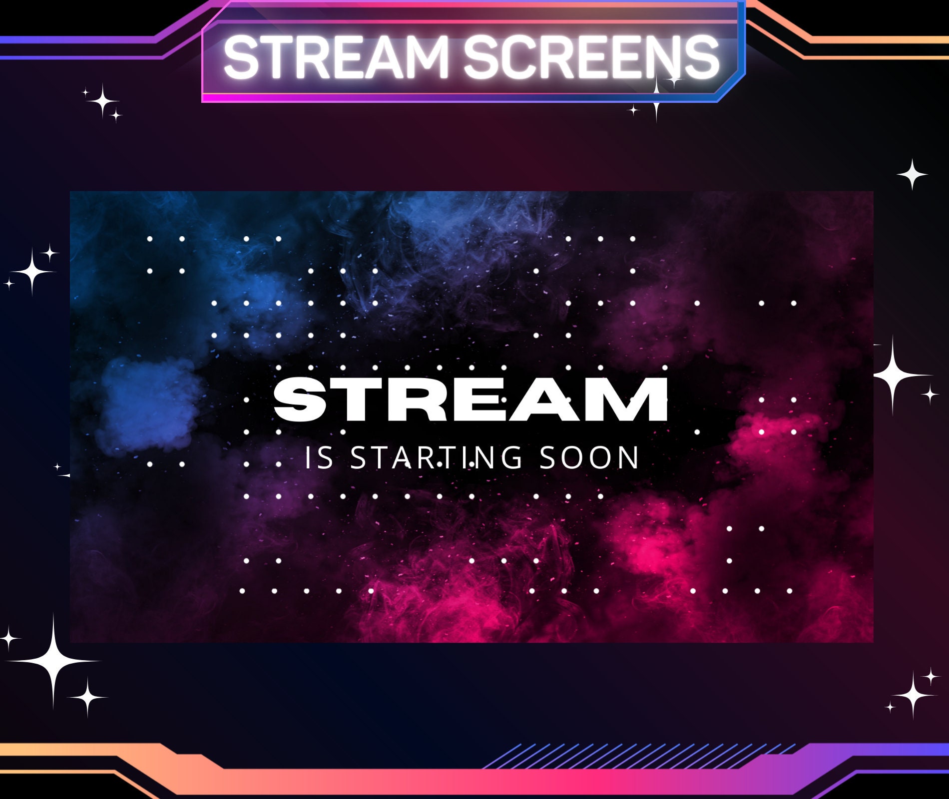 5 X ANIMATED Neon Stream Screens Animated Starting Soon Be Right Back ...