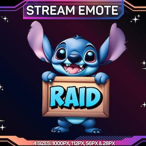 1 Twitch Emote, Stitch Emote, Stitch Raid Emote, Cute Raid Stitch Emote ...