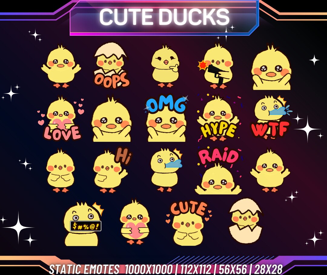 Emote Pack for Streamers | Cute Duck | Discord Emotes | Cute Twitch ...