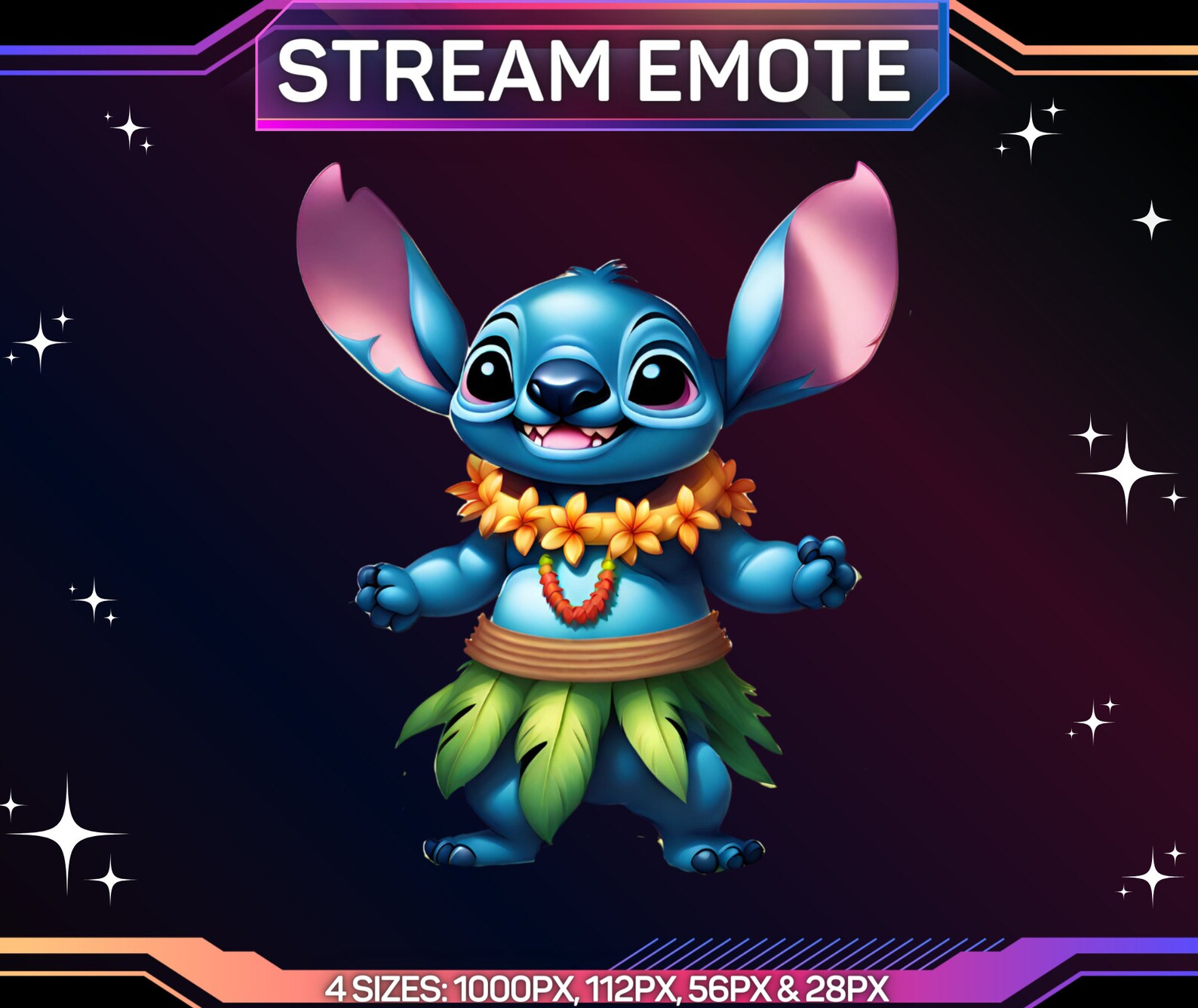 1 Twitch Emote, Stitch Emote, Hula Skirt Stitch Emote, Cute Stitch ...