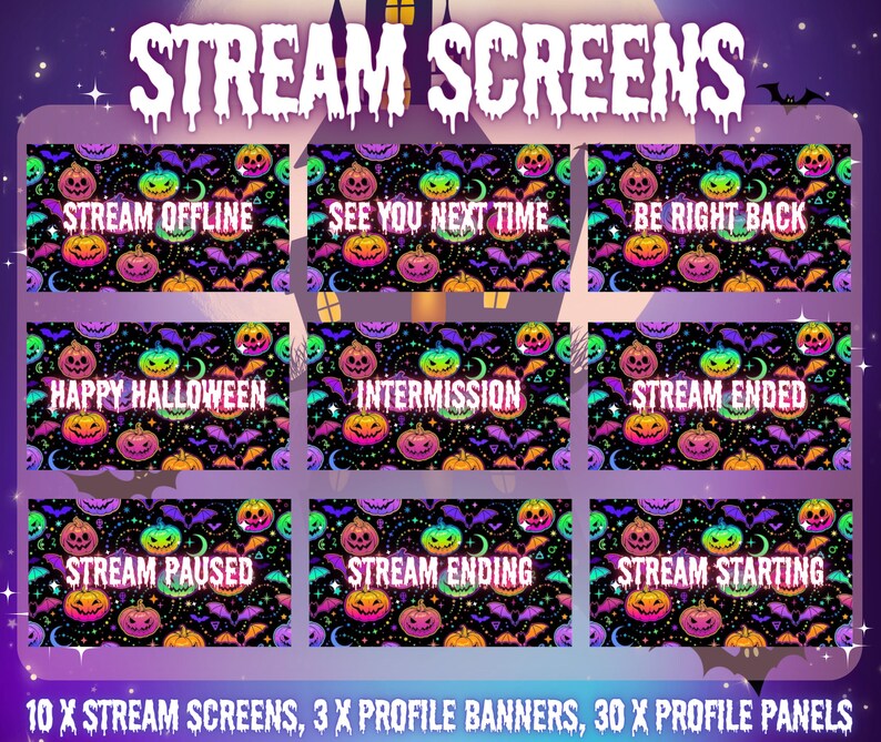 Neon Pumpkin Stream Theme, Twitch Stream Theme, Twitch Profile Banners ...