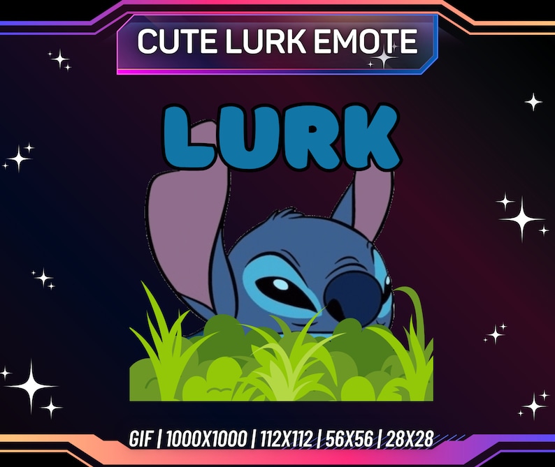 Animated Stitch 'lurk' Emote | Twitch, Discord, Kick, Youtube (instant ...
