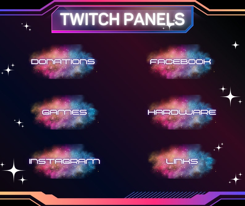 30 X Rainbow Neon Twitch Panels, Twitch About Me Panels, Streamer About ...
