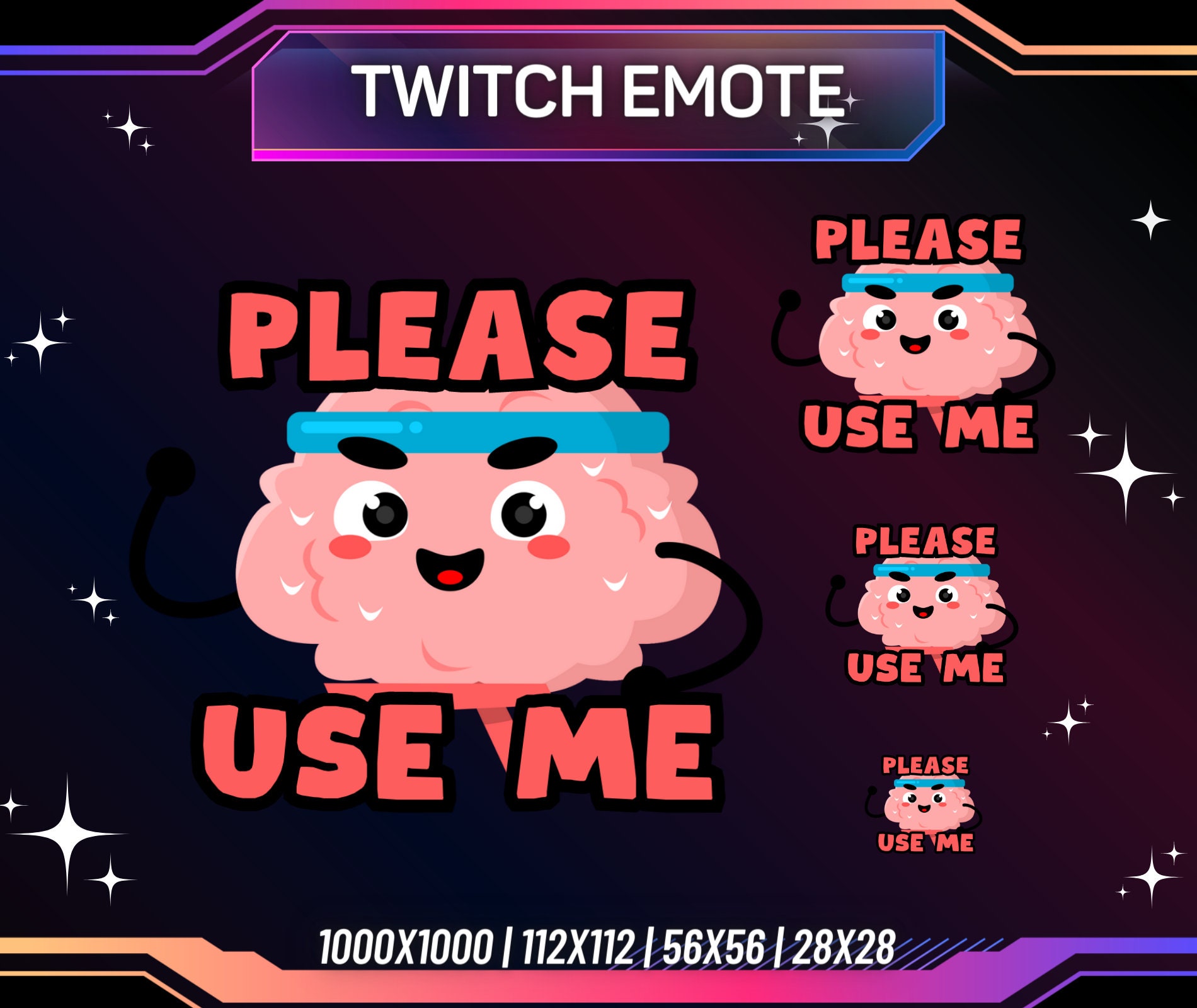 1 Twitch Emote Brain Twitch Emote Please Use Me Emote Funny Emote Cute ...