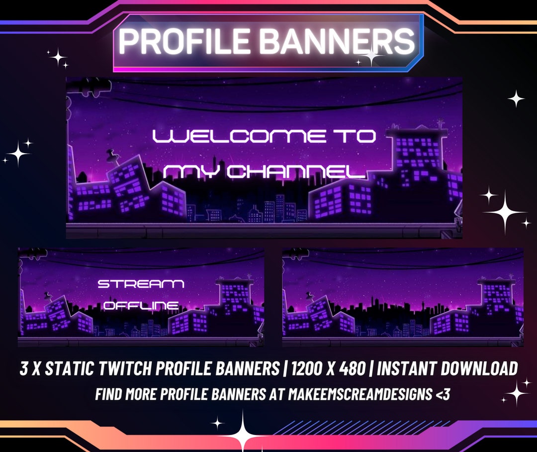 3 X Twitch Profile Banners, Gaming Profile Banners, Gamer Profile ...