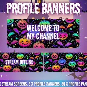 Neon Pumpkin Stream Theme, Twitch Stream Theme, Twitch Profile Banners ...