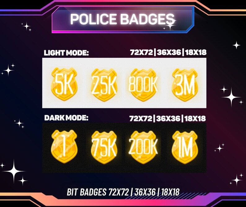 29 X Police Badges Twitch Bit Tier Badges Twitch Bit Badges - Etsy