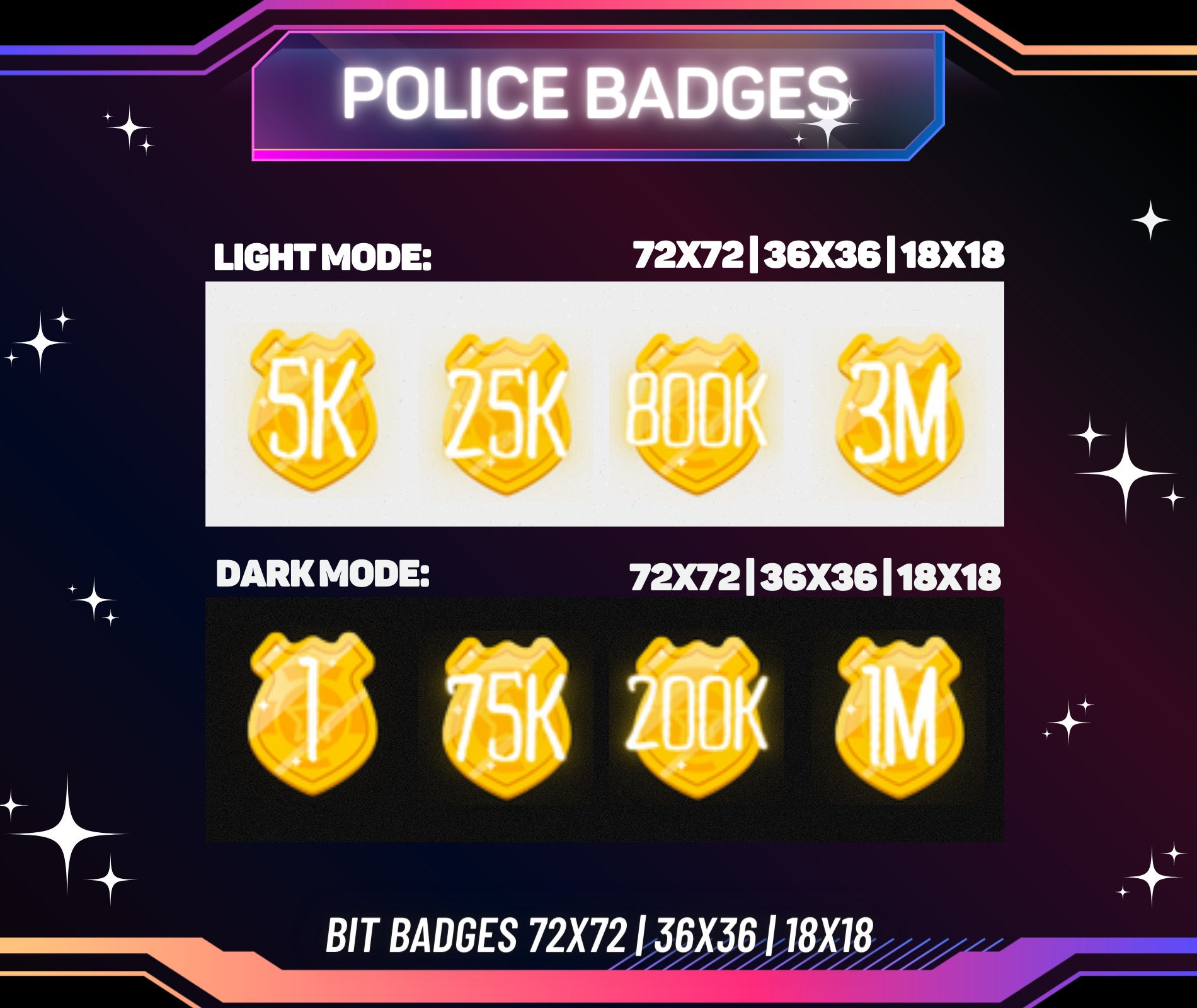 29 X Police Badges Twitch Bit Tier Badges Twitch Bit Badges - Etsy