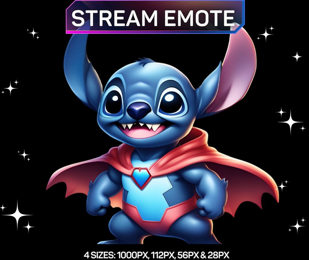 1 Twitch Emote, Stitch Emote, Superhero Dress up Stitch Emote, Cute ...