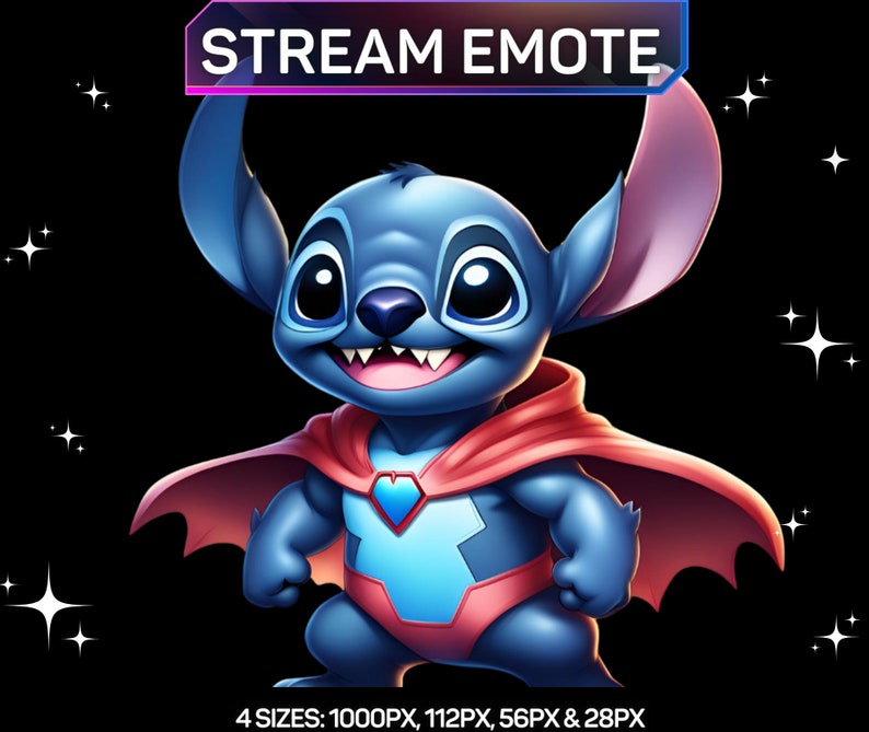 1 Twitch Emote, Stitch Emote, Superhero Dress up Stitch Emote, Cute ...