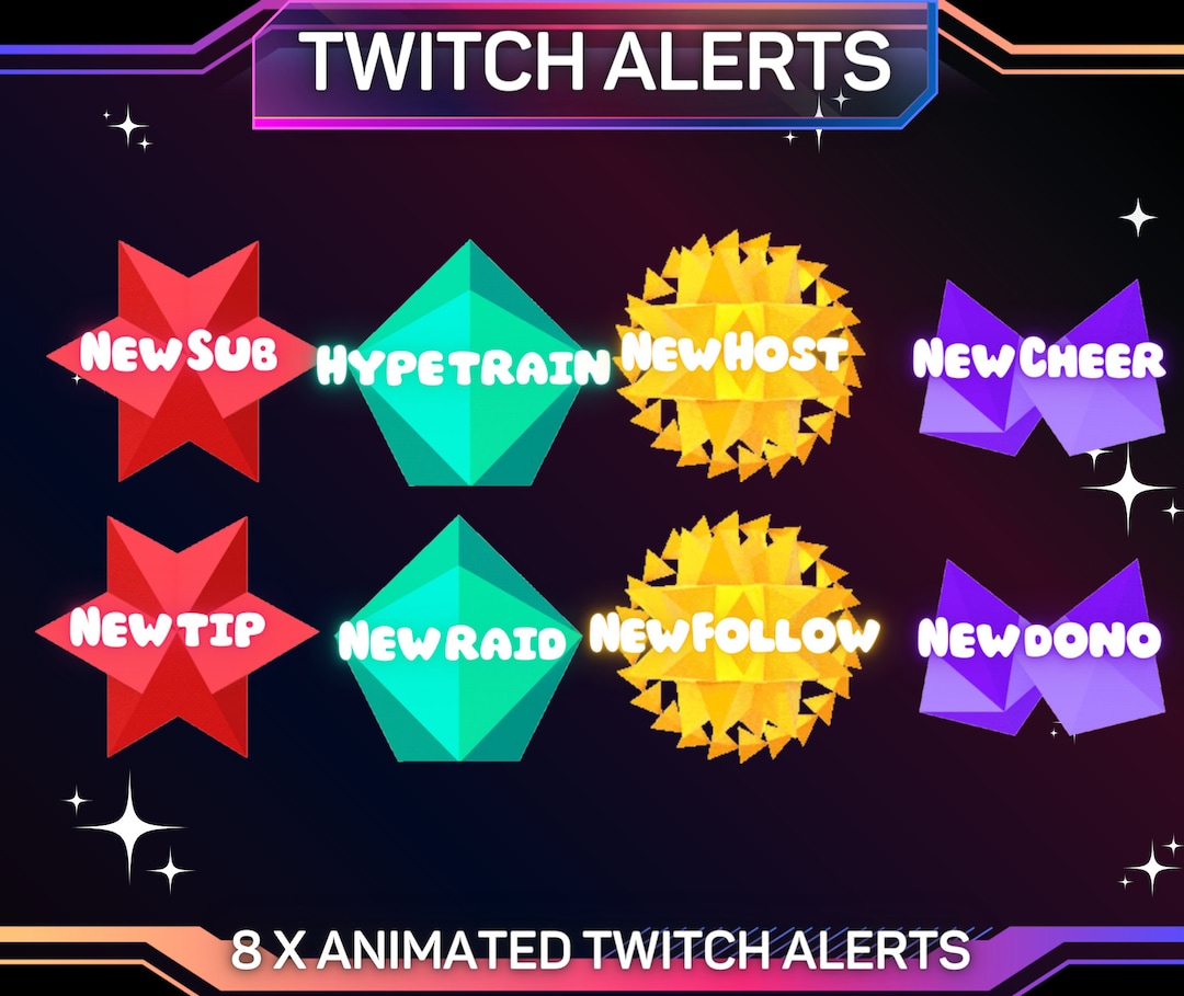 8 X Gem Animated Twitch Alerts | Twitch Alerts Pack | Twitch Alerts ...