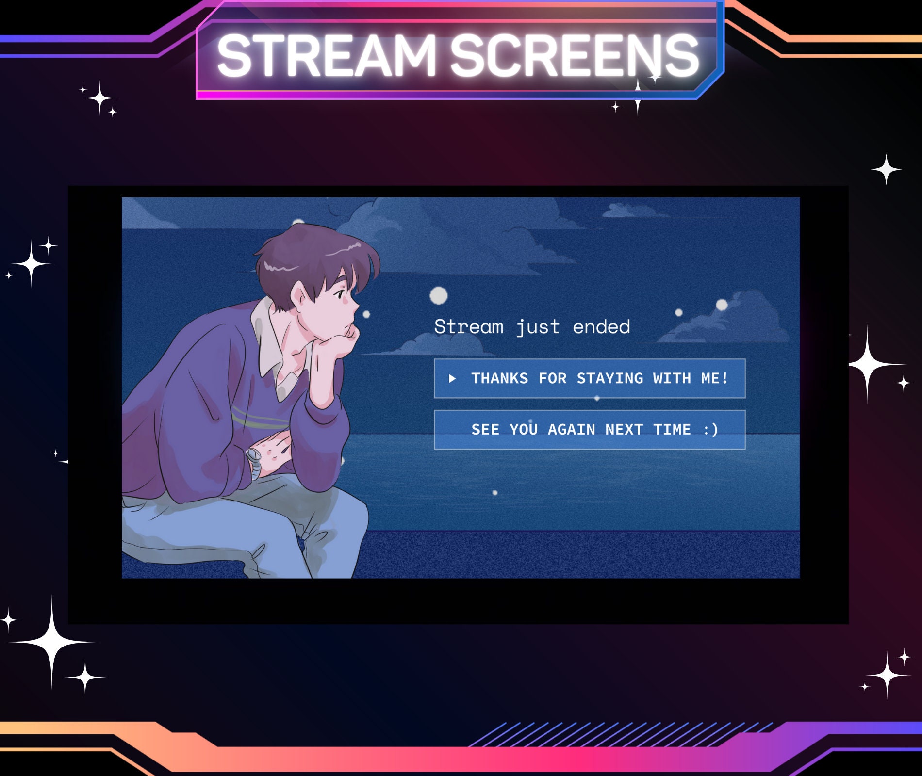 4 X ANIMATED Kawaii Anime Stream Screens Starting Soon Be Right Back ...